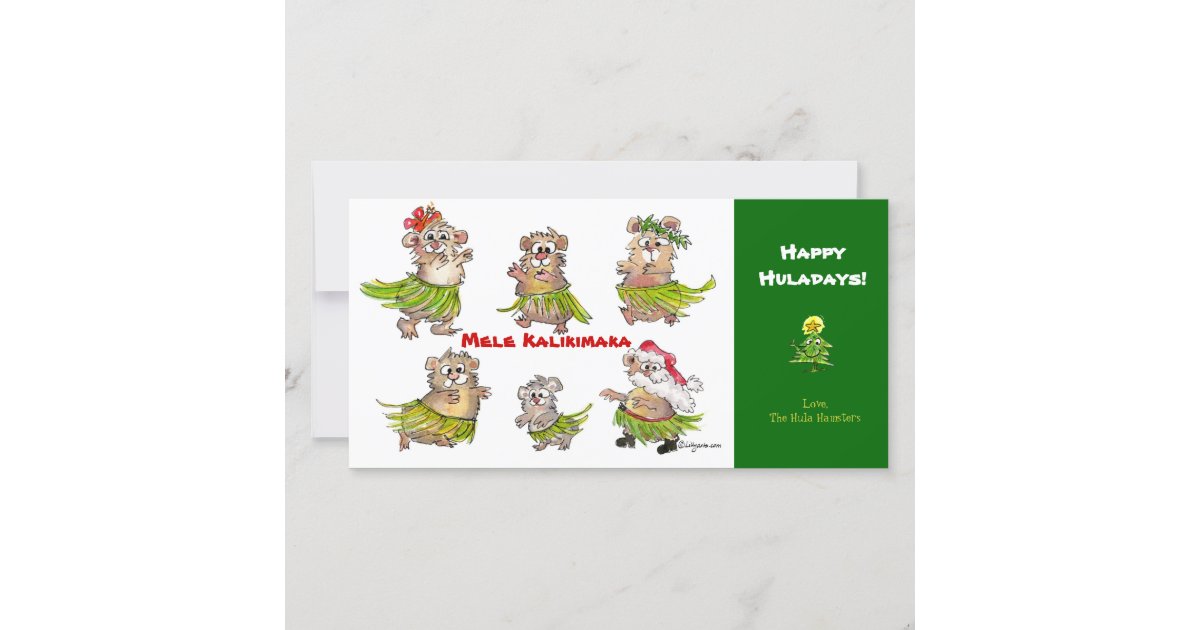 Mele Kalikimaka Hula Hamsters Christmas Card | Zazzle