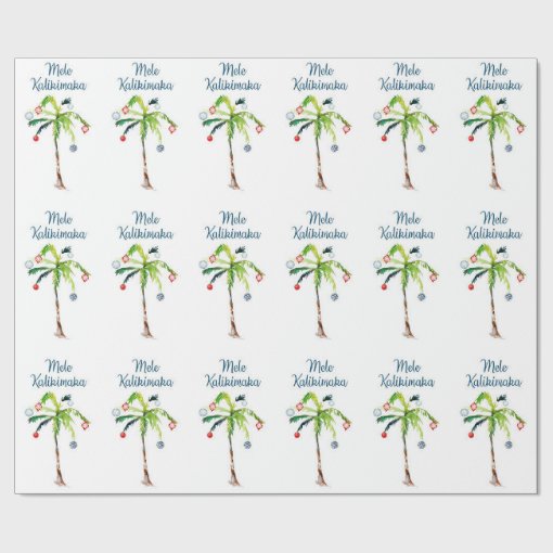 Mele Kalikimaka Palm Tree Christmas Holiday Wrapping Paper | Zazzle