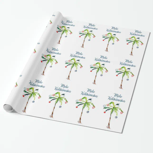 Mele Kalikimaka Palm Tree Christmas Holiday Wrapping Paper | Zazzle