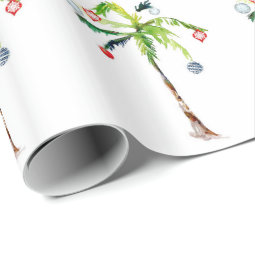 Mele Kalikimaka Palm Tree Christmas Holiday Wrapping Paper | Zazzle