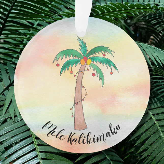 Mele Kalikimaka Palm Tree Ornament | Zazzle