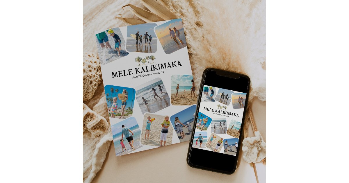 Mele Kalikimaka Photo Collage Holiday Card | Zazzle