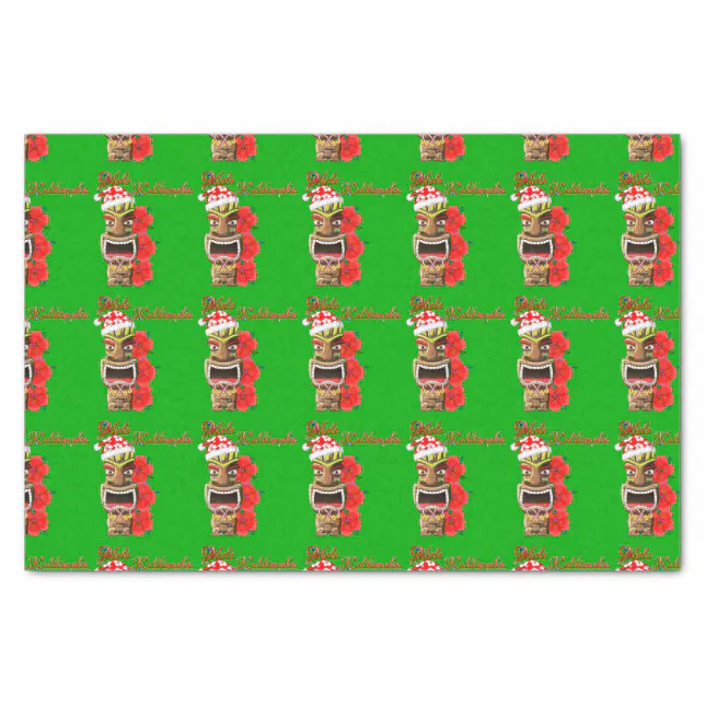 Mele Kalikimaka Santa Tiki Tissue Paper | Zazzle