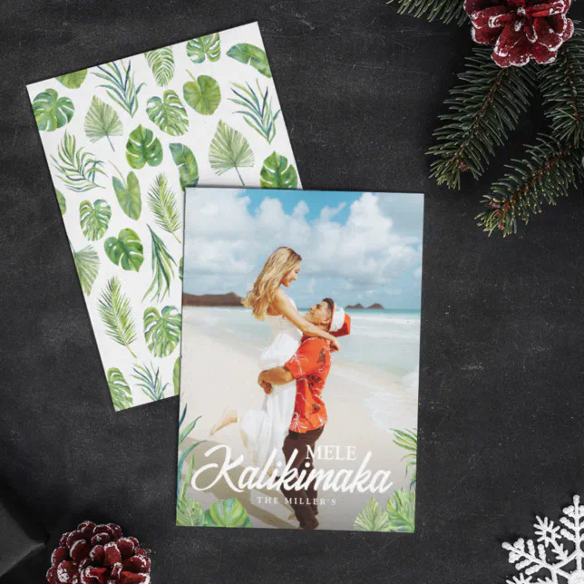 Mele Kalikimaka Tropical Palm Christmas Photo Holiday Card | Zazzle