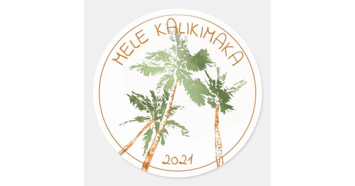 Mele Kalikimaka Tropical Palm Trees Christmas Classic Round Sticker ...