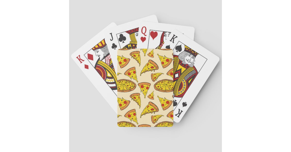 Melting Cheese Pizza Pattern Poker Cards | Zazzle