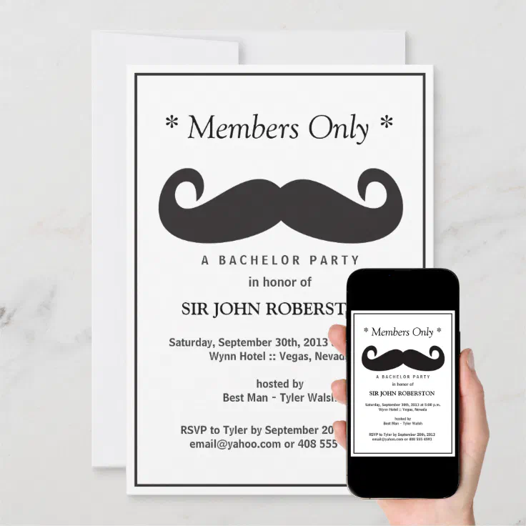 Members Only Bachelor Party Invitation | Zazzle