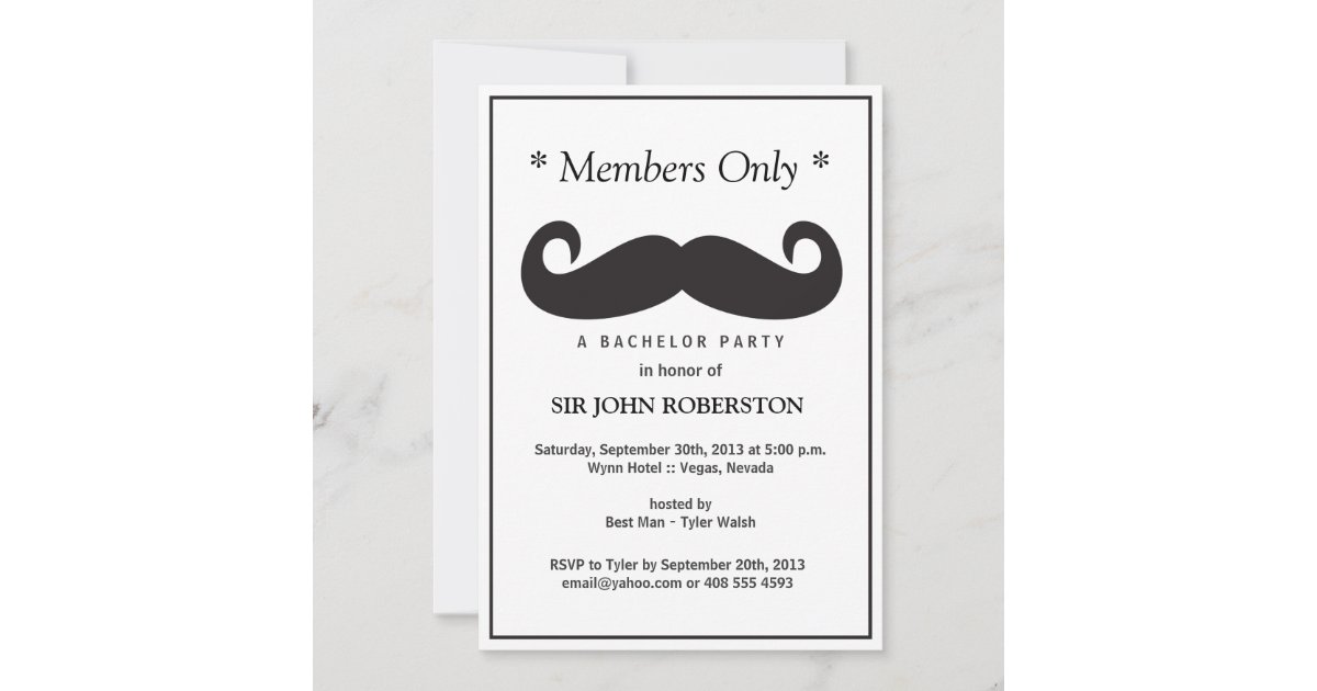 Members Only Bachelor Party Invitation | Zazzle