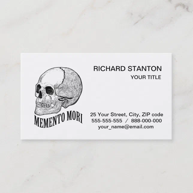 Memento mori business card | Zazzle