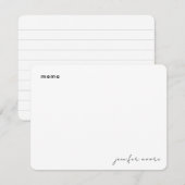 Memo Minimal Simple Black and White Planner Note Card | Zazzle