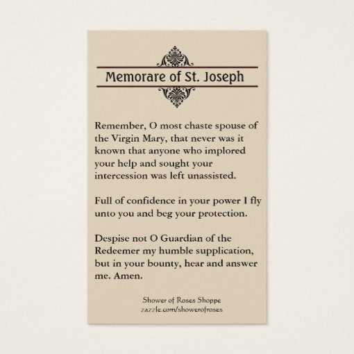 Memorare Prayer St. Joseph & Jesus Holy Card | Zazzle