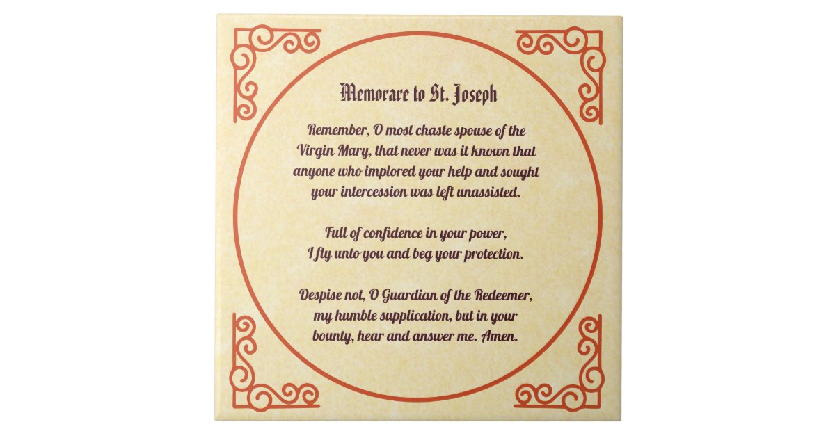 Memorare Prayer to St. Joseph 1 Ceramic Tile | Zazzle