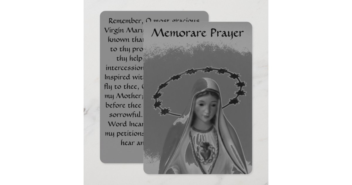 Memorare Prayer to the Virgin Mary Flat Card | Zazzle