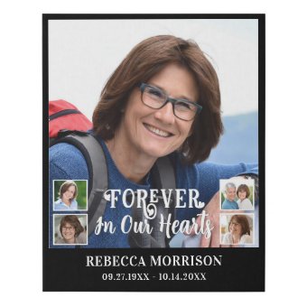 Memorial 5 Photo Modern Calligraphy Script Hearts Faux Canvas Print ...