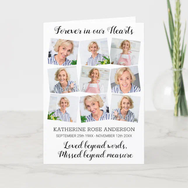 Memorial 9 Photo Modern Order Of Service Funeral Program | Zazzle