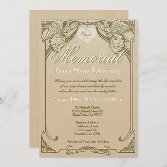 Memorial | Angel Monogram Invitation | Zazzle