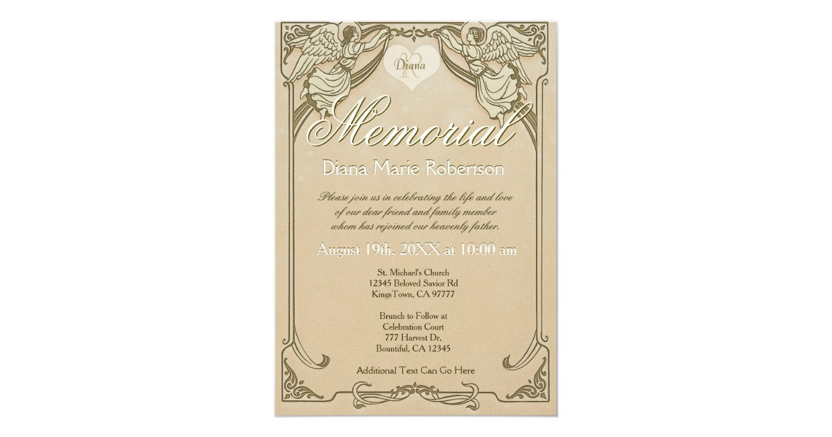 Memorial | Angel Monogram Invitation | Zazzle.com