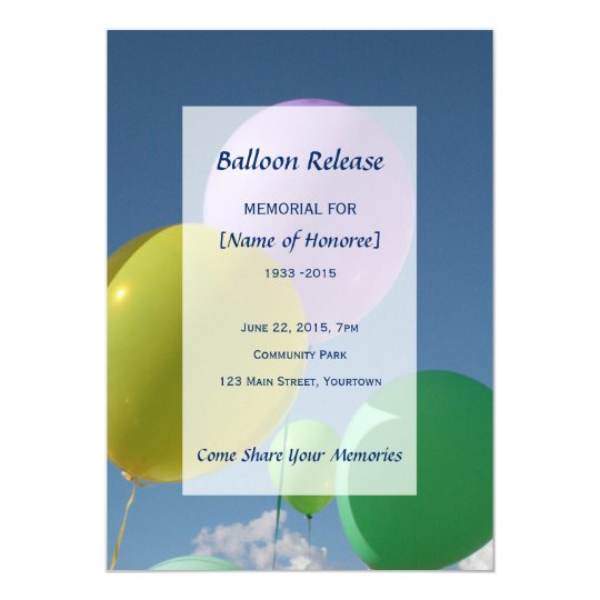 Memorial Balloon Release Invitation | Zazzle.com
