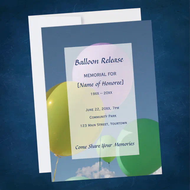 Memorial Balloon Release Invitation | Zazzle