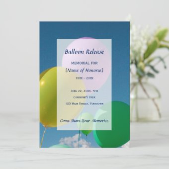Memorial Balloon Release Invitation | Zazzle
