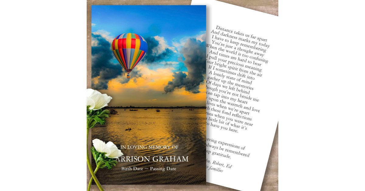 Memorial Balloons Funeral Prayer Sympathy Cards | Zazzle