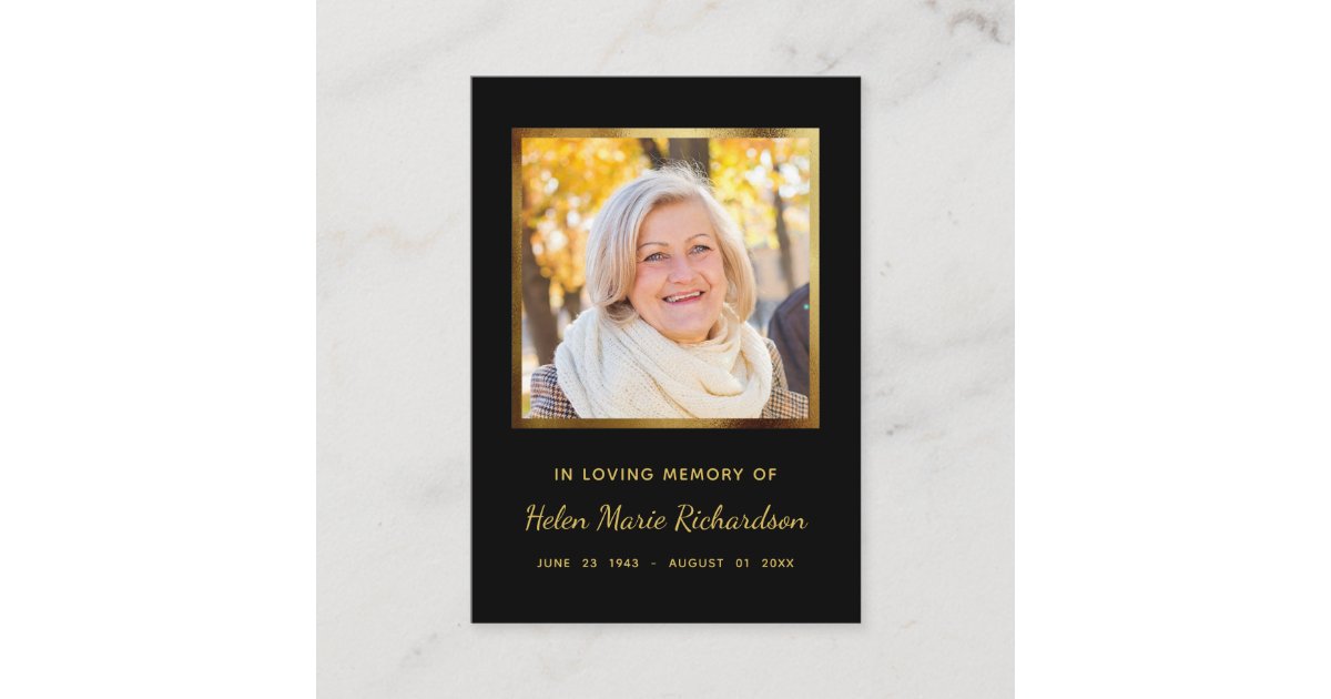 Memorial Black Funeral In memoriam Wake Card | Zazzle
