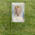 Memorial Blue and Gold Photo Funeral Garden Flag | Zazzle