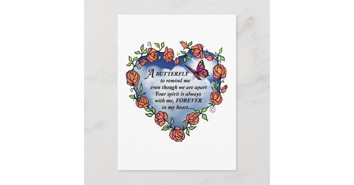 Memorial Butterfly Poem Postcard | Zazzle