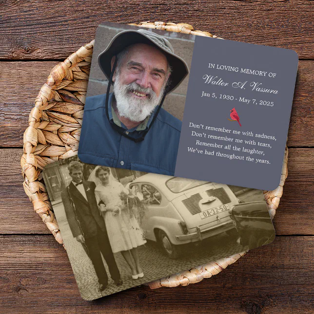 Memorial Card 2 Photo Cardinal | Zazzle