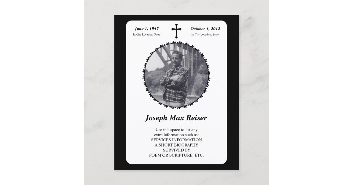 memorial card elegant cross | Zazzle