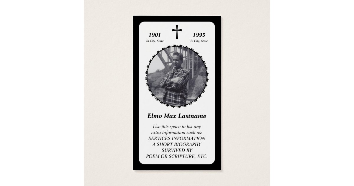 memorial card . elegant cross | Zazzle