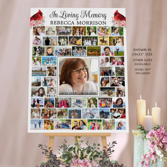 Memorial Cardinal 59 Photo Collage Script Foam Board | Zazzle