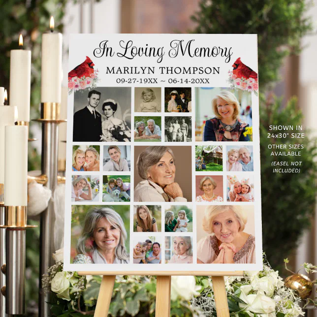 Memorial Cardinal Floral 21 Photo Collage Foam Board | Zazzle
