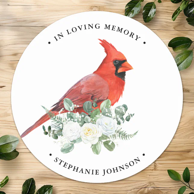 Memorial Cardinal Floral Funeral Sympathy Envelope Classic Round ...