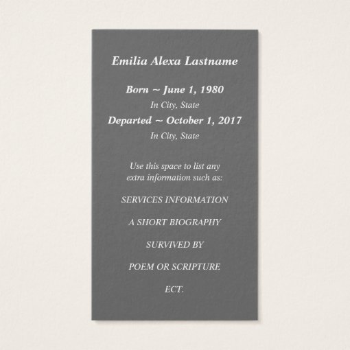 memorial cards white flourish | Zazzle