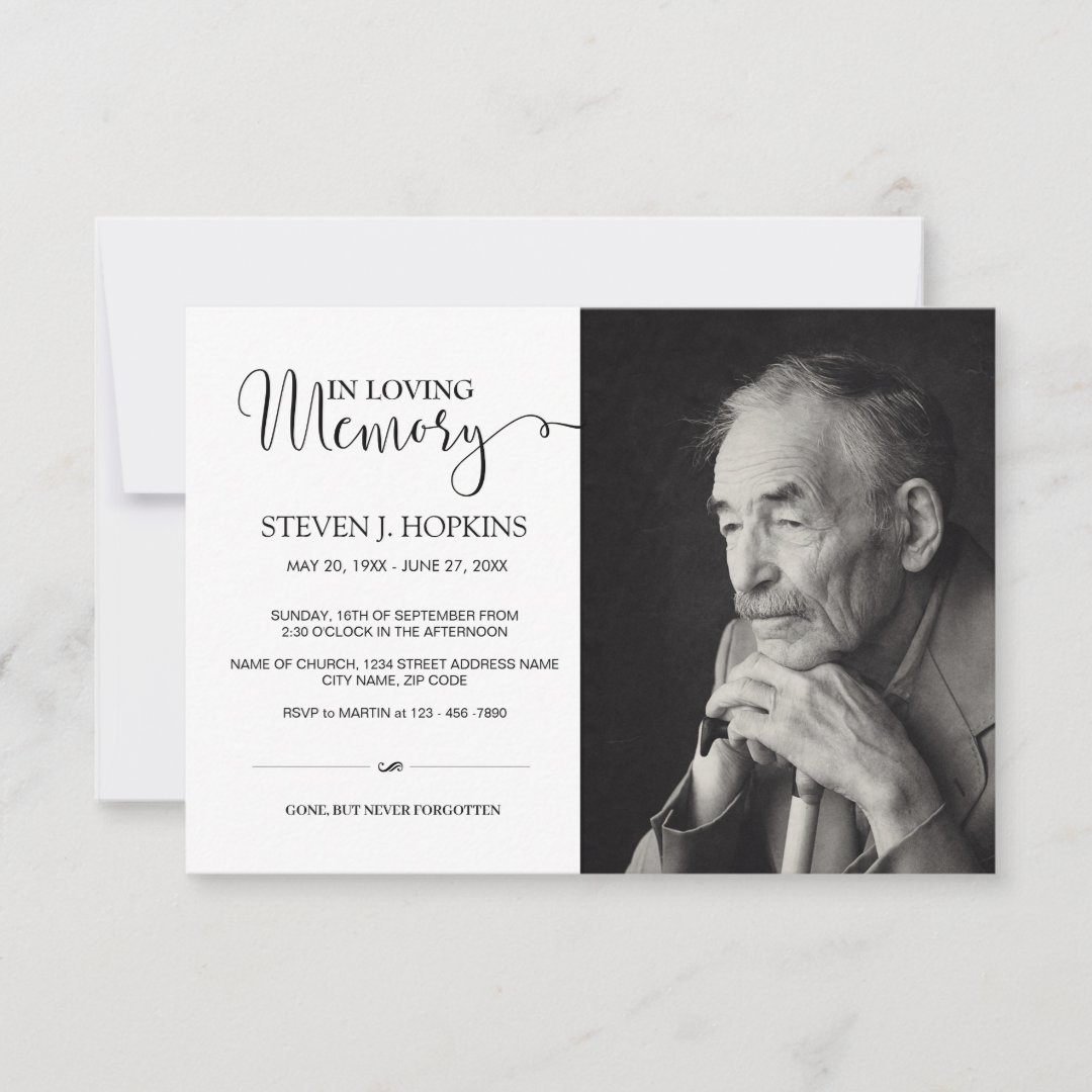 Memorial Cards With Custom Photo Invitation | Zazzle