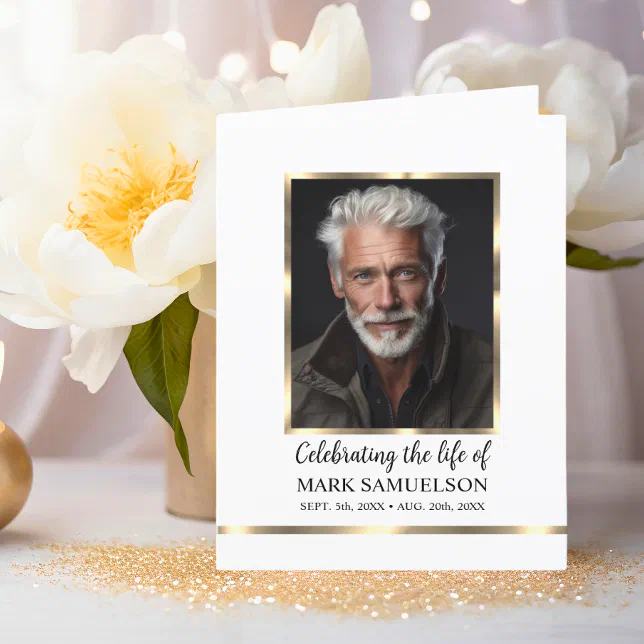 Memorial Celebration of Life Cross Gold Program | Zazzle