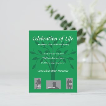 Memorial Celebration of Life Tree invitation | Zazzle