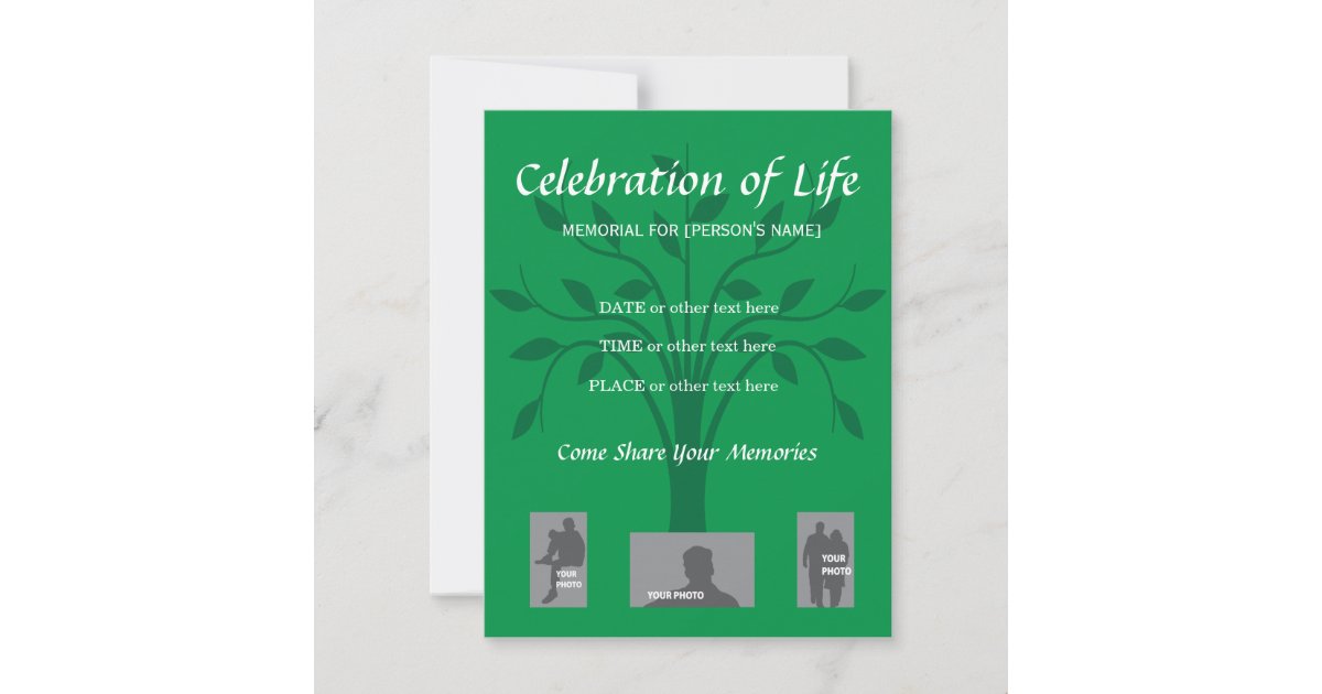 Memorial Celebration of Life Tree invitation | Zazzle
