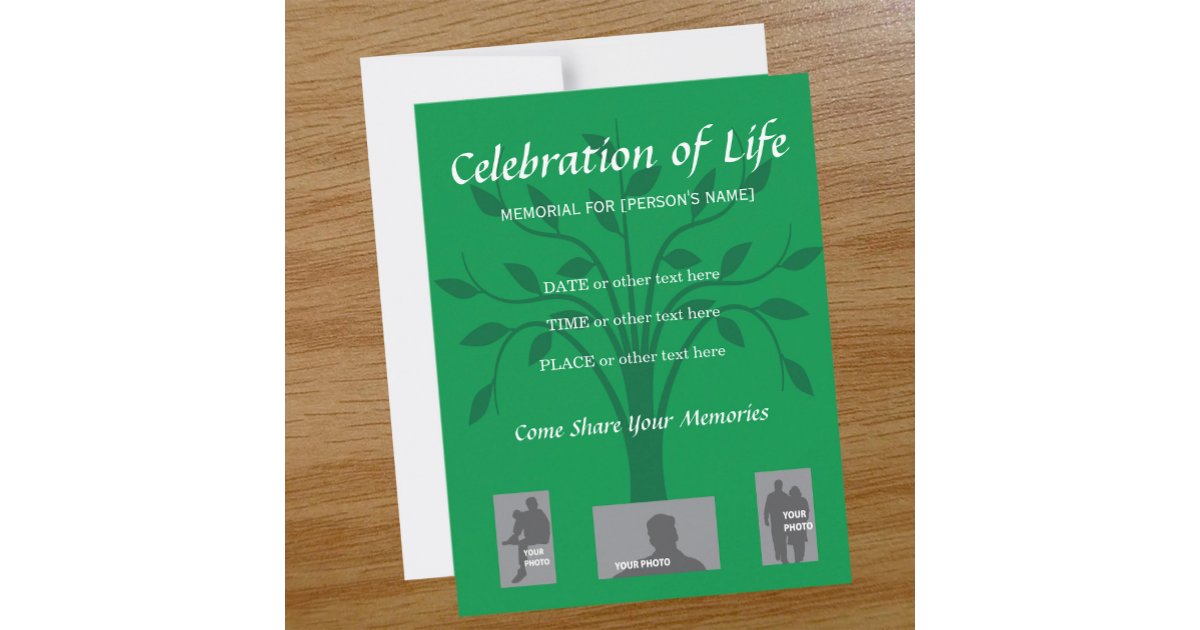 Memorial Celebration of Life Tree invitation | Zazzle