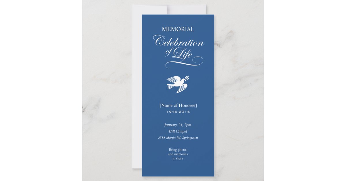 Memorial Celebration of Life White Dove Invitation | Zazzle.com