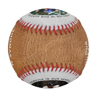 Memorial Custom 2 Photo In Loving Memory Baseball | Zazzle