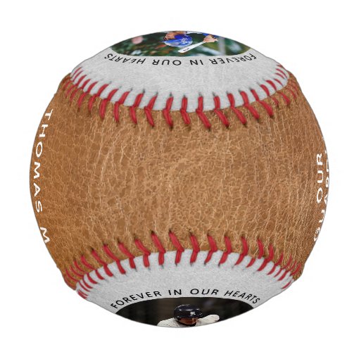 Memorial Custom 2 Photo In Loving Memory Baseball | Zazzle