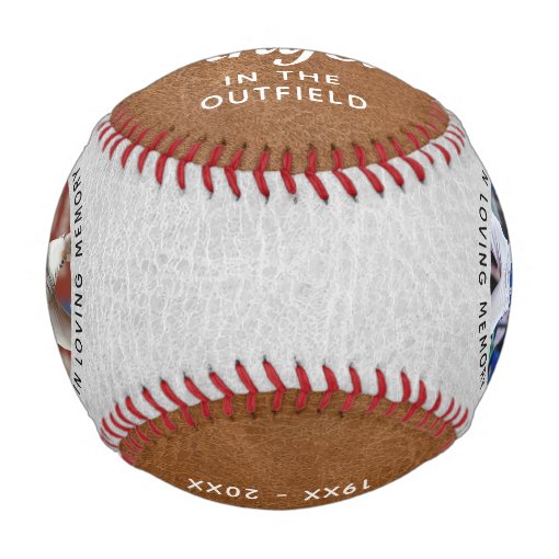 Memorial Custom 2 Photo In Loving Memory Baseball | Zazzle