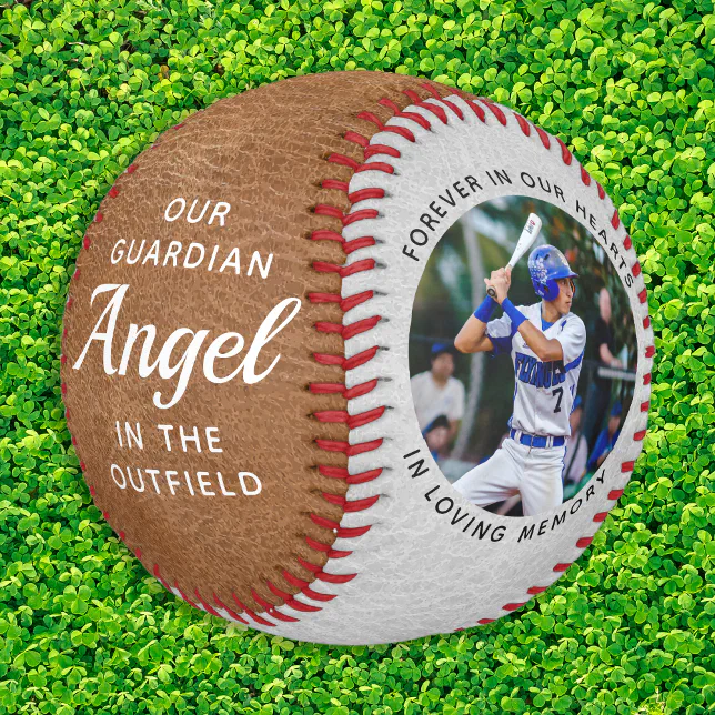 Memorial Custom 2 Photo In Loving Memory Baseball | Zazzle