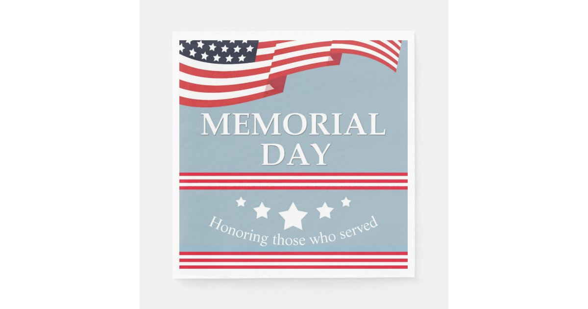 Memorial Day American Flag Typography Paper Napkins | Zazzle