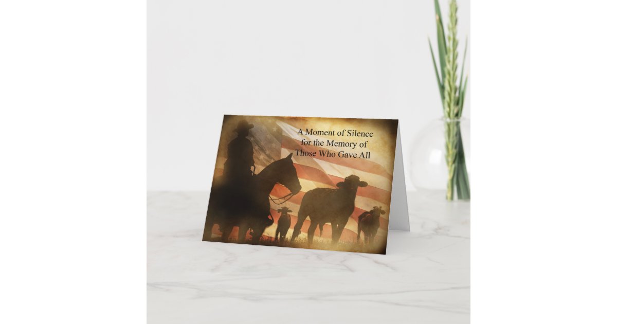Memorial Day Card a Moment of Silence Cowboy | Zazzle