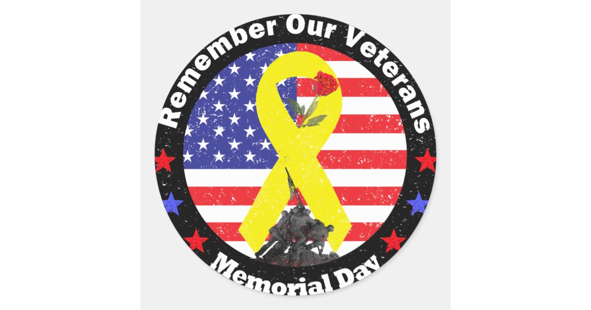 Memorial Day Classic Round Sticker | Zazzle