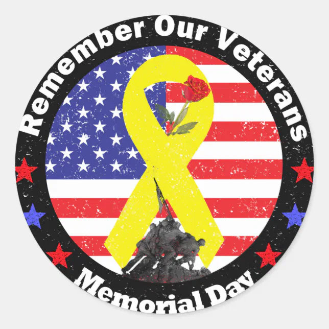 Memorial Day Classic Round Sticker | Zazzle