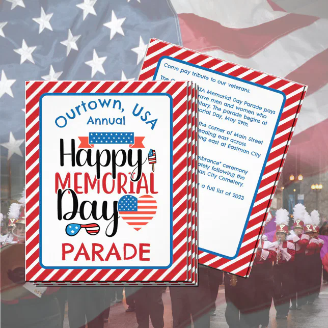 Memorial Day Our Town Parade Ceremony Invitation Flyer | Zazzle
